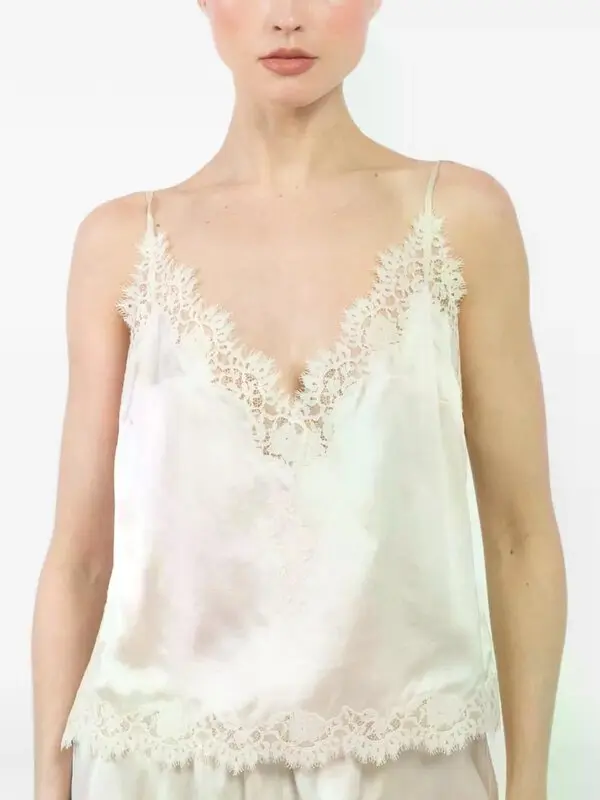 DÔEN Lace-detail V-neck Top