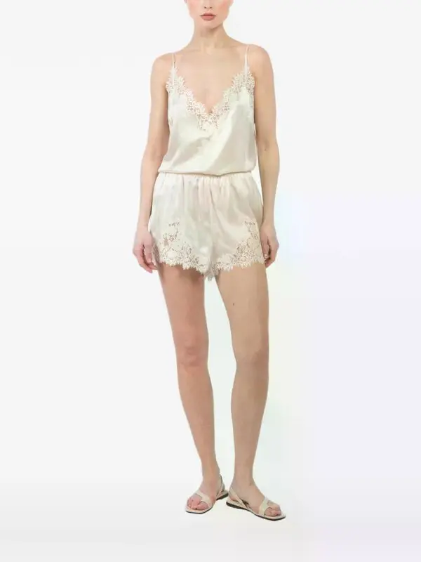 DÔEN Lace-detail V-neck Top