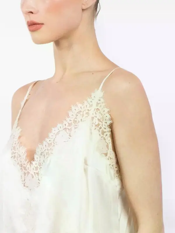 DÔEN Lace-detail V-neck Top