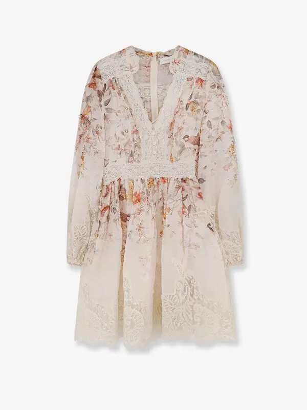 Zimmermann Luna Linen And Silk Dress - Multicolor