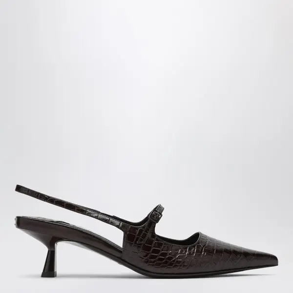 JIMMY CHOO Didi 45 Crocodile Effect Slingback Heels - Brown