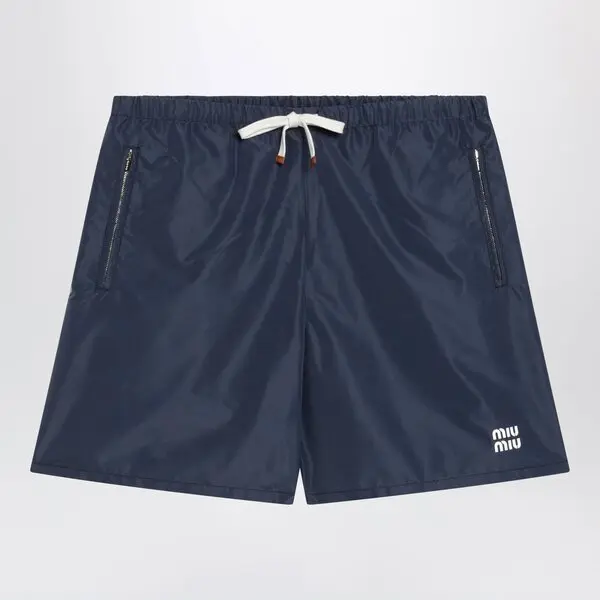 Miu Miu Technical Fabric Windproof Bermuda Shorts - Blue