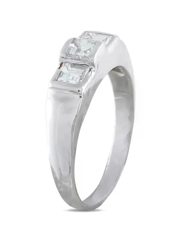 LB EXCLUSIVE Platinum Bezel-set Asscher-cut Diamond Ring - Silver