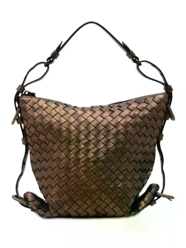 Bottega Veneta Metallic Nappa Intrecciato Belted Loop Handbag