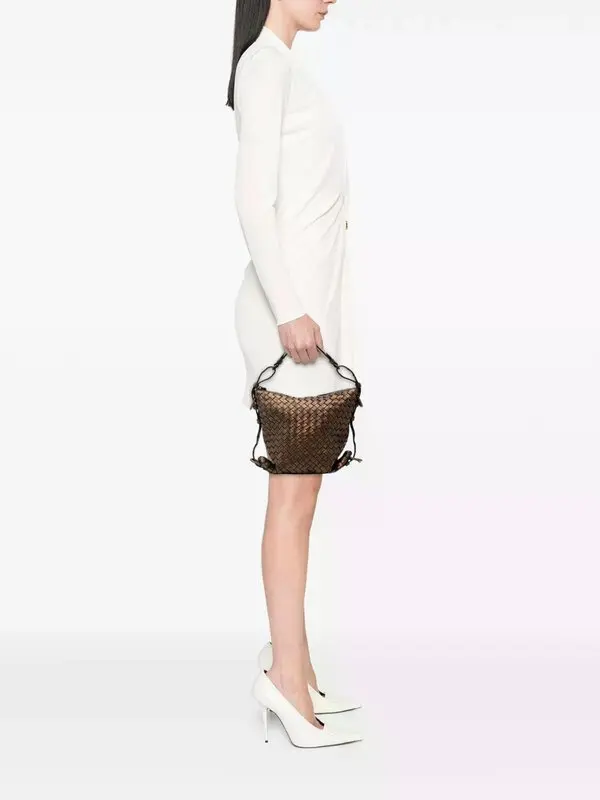 Bottega Veneta Metallic Nappa Intrecciato Belted Loop Handbag