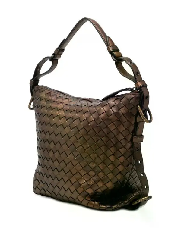 Bottega Veneta Metallic Nappa Intrecciato Belted Loop Handbag