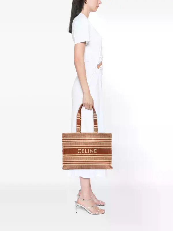 Celine Large Striped Canvas Cabas Thais Tote Bag