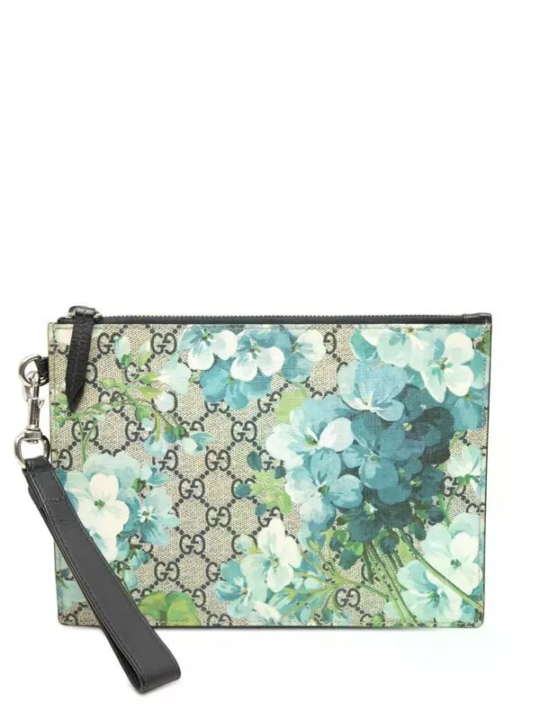 Gucci Gg Supreme Blooms Clutch Bag - Blue