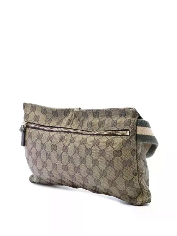 Gucci Gg Canvas Web Double Pocket Belt Bag - Neutrals