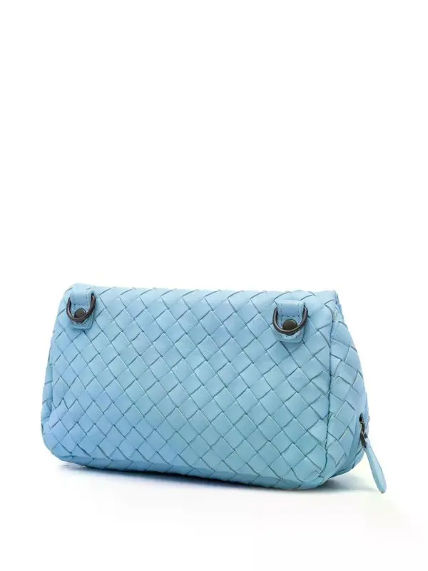 Bottega Veneta Mini Nappa Intrecciato Expandable Chain Flap Crossbody Bag - Blue