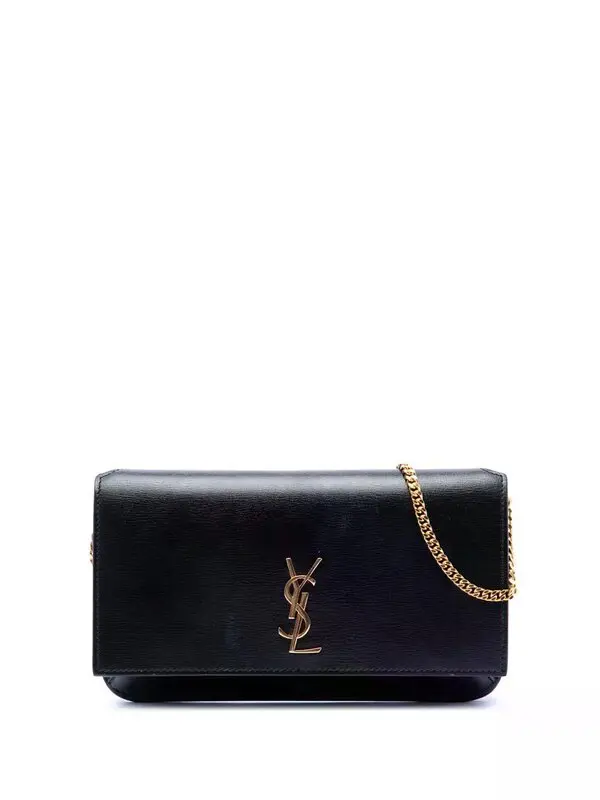 Saint Laurent Smooth Calfskin Cassandre Phone Holder Crossbody Bag - Black