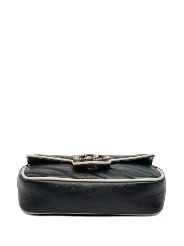 Gucci Super Mini Gg Marmont Torchon Flap Crossbody Bag - Blue