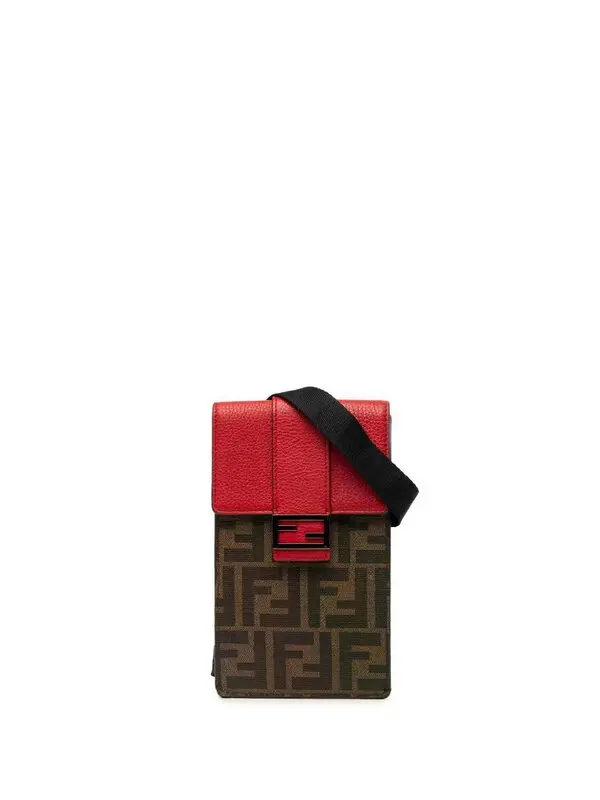 Fendi Zucca Coated Canvas Phone Holder Crossbody Bag - Brown