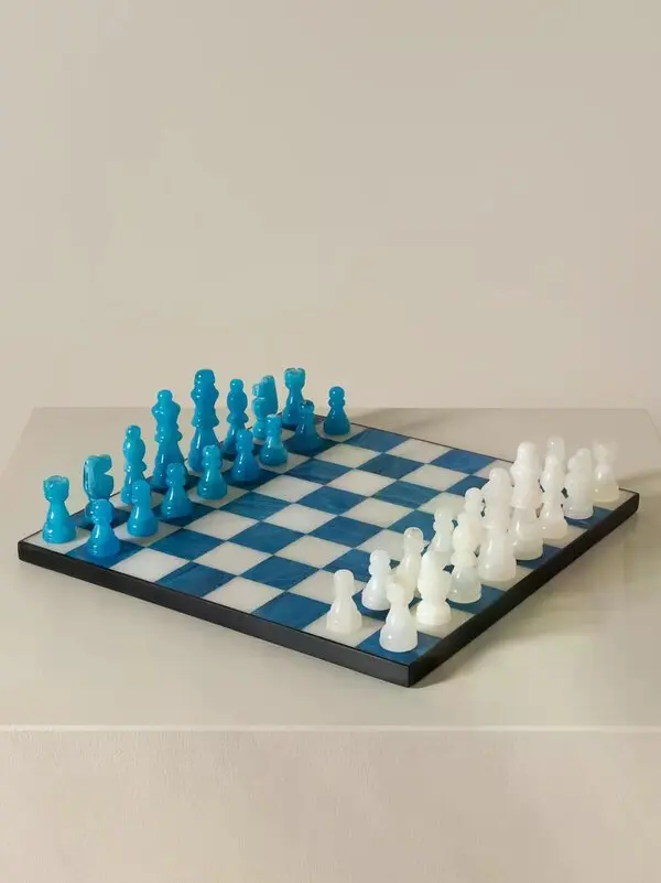 CU I SEEYOU Checkered Alabaster Chess Set