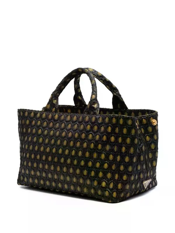 Prada Tessuto Broccato Canapa Tote Satchel