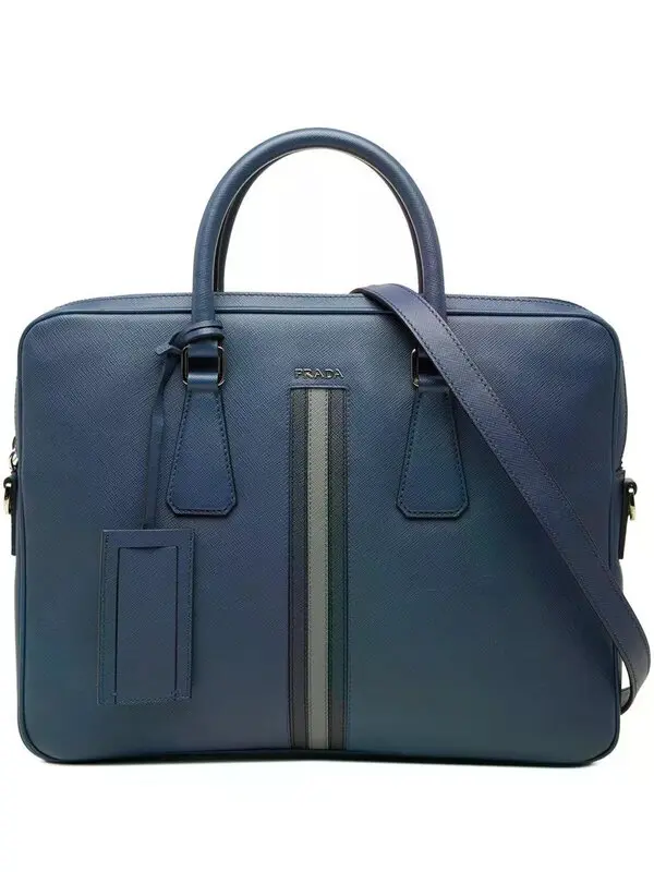 Prada Saffiano Business Bag - Blue