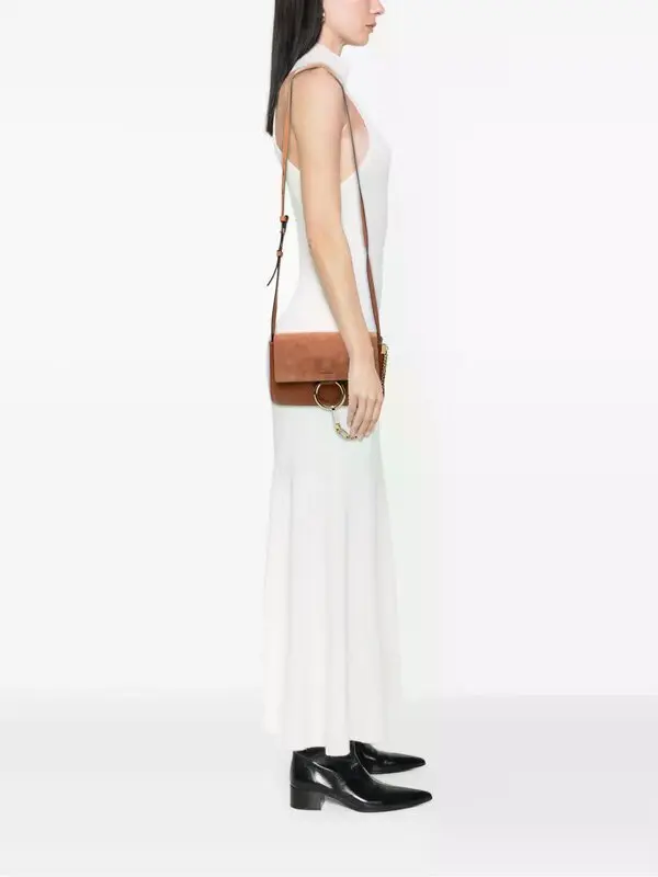 Chloé Faye Small Suede And Calfskin Crossbody Bag - Brown