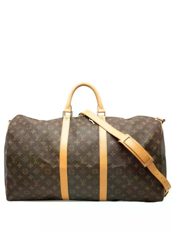 LOUIS VUITTON Monogram Keepall Bandoulière 55 Travel Bag - Brown
