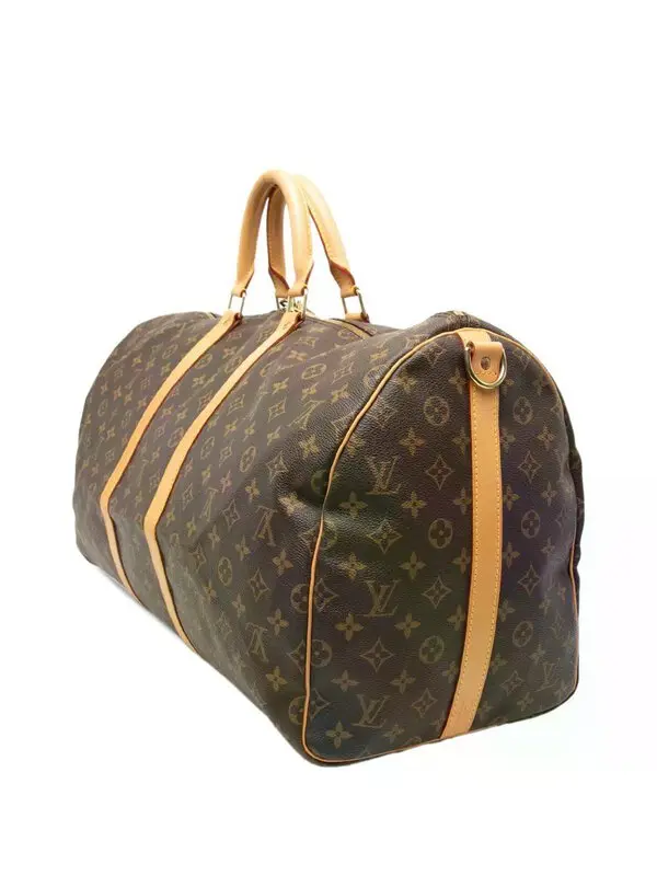 LOUIS VUITTON Monogram Keepall Bandoulière 55 Travel Bag - Brown