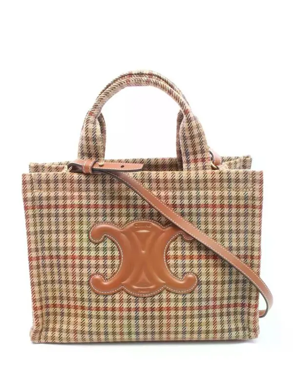 Celine Small Tweed Triomphe Cabas Thais Tote Satchel