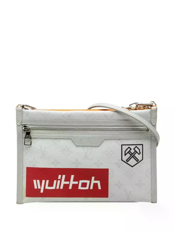 LOUIS VUITTON Monogram Antarctica Double Flat Messenger Bag - Grey