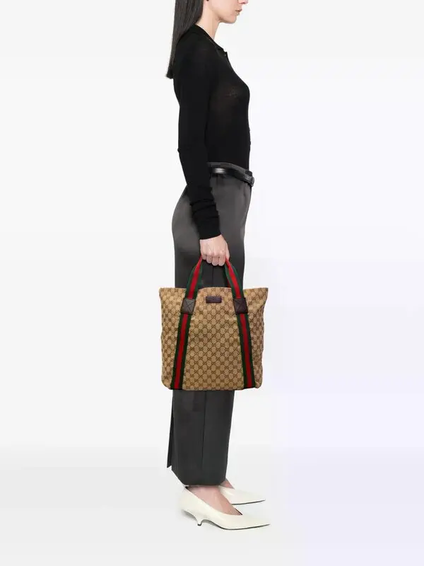 Gucci Gg Canvas Web Tote Bag - Neutrals