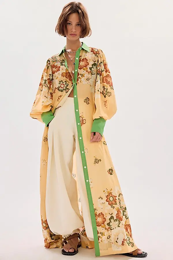BOHEMIAN TRADERS Blair Billow Maxi Shirtdress - Multicolor