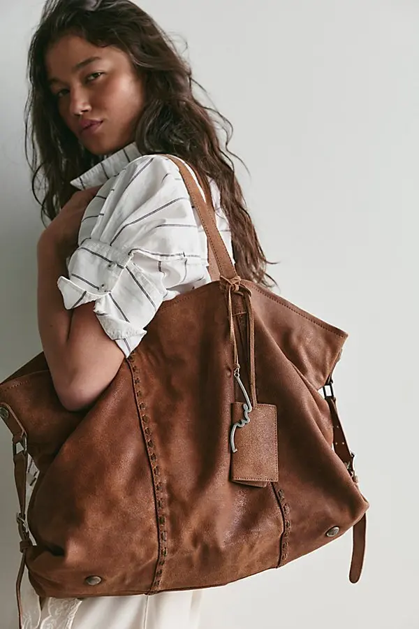 Free People We The Free Hollis Leather Tote Bag - Cognac