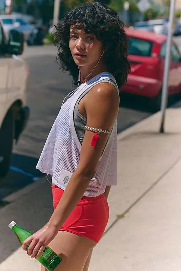 Free People Perforated Mesh Racerback Tank Top - White