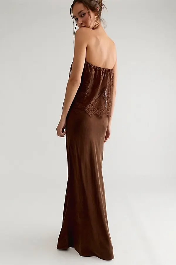 THIRD FORM Strapless Maxi Dress With Lace Overlay