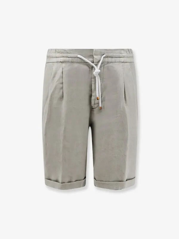 Brunello Cucinelli Linen Bermuda Shorts With Drawstring - Multicolor