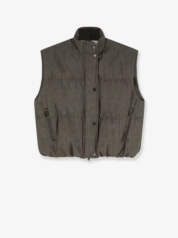 Brunello Cucinelli Sleeveless Down Jacket With Monile Detail