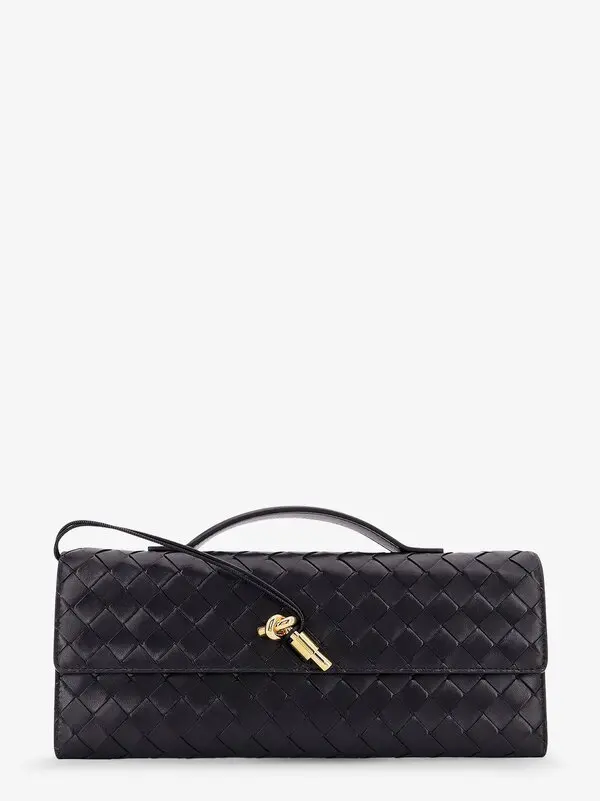 Bottega Veneta Andiamo Leather Clutch With Intrecciato Pattern - Multicolor