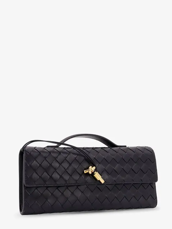 Bottega Veneta Andiamo Leather Clutch With Intrecciato Pattern - Multicolor