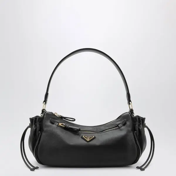 Prada Leather Bag With Distressed Finish - Black