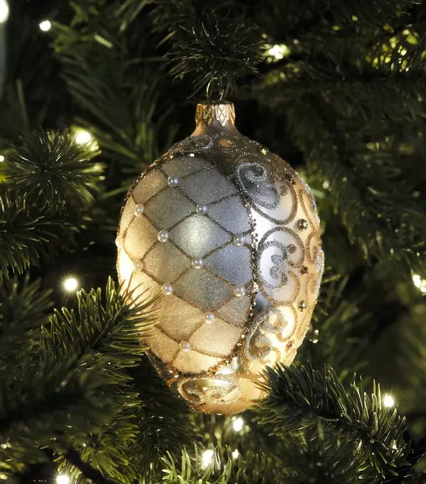 Harrods Glitter And Faux Pearl-embellished Egg Bauble