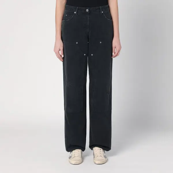 GOLDEN GOOSE Wide Trousers In Denim - Black