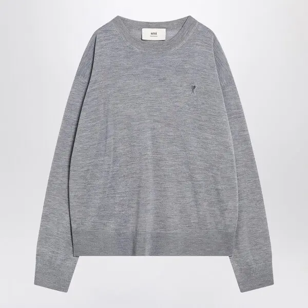 AMI Paris Wool And Silk Sweater - Gray