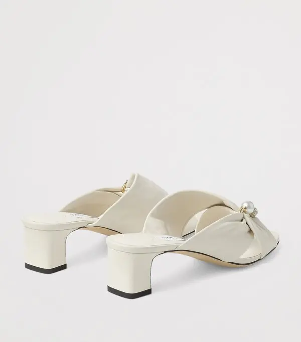 JIMMY CHOO Rafi Pearl And Crystal Embellished Leather Mules - White