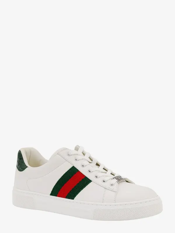 Gucci Ace Leather Sneakers With Web Detail - Multicolor