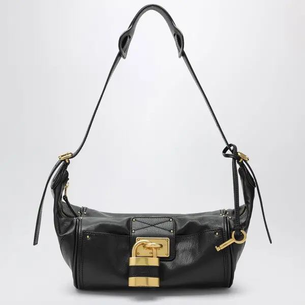 Chloé Paddington Black Grained Leather Crossbody Bag - Blue
