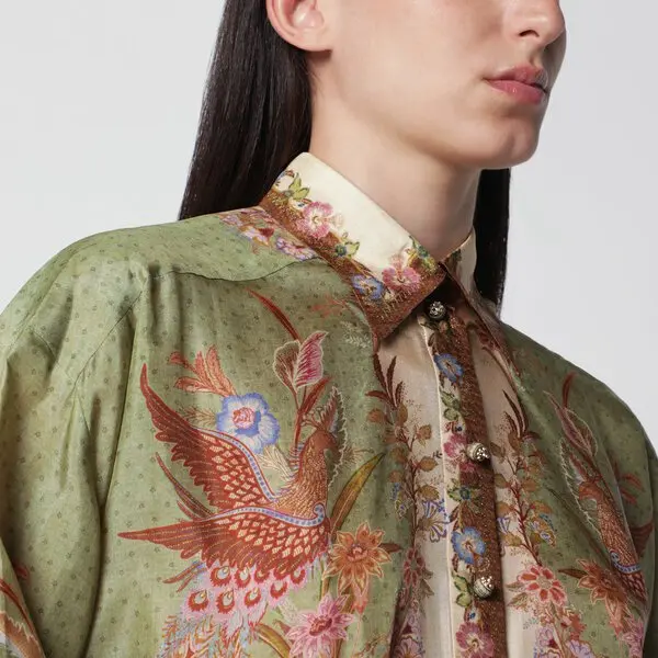 Zimmermann Indra Floral Print Silk Shirt