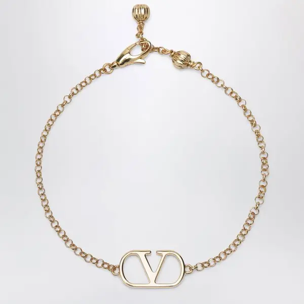 Valentino Garavani Vlogo Signature Chain Bracelet In Gold-tone Brass - Silver
