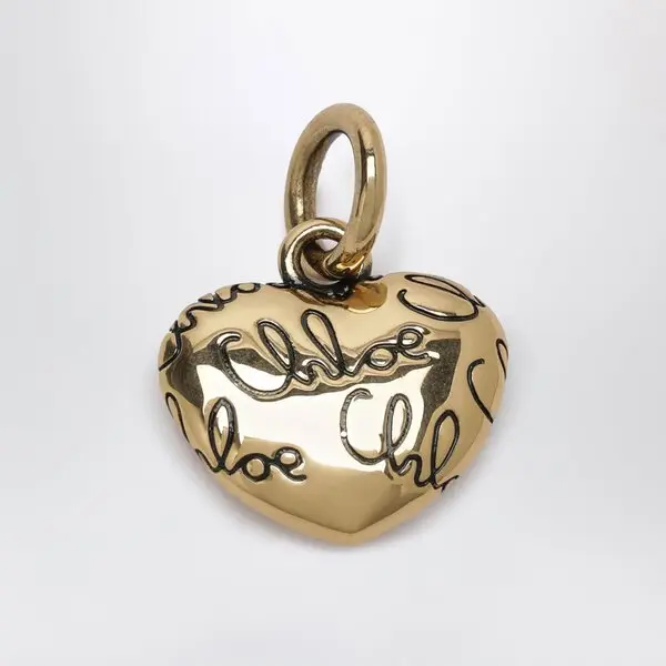 Chloé Alphabet Heart Logo Charm In Brass, Gold - Silver
