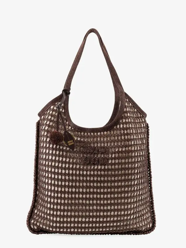 Miu Miu Crochet Mesh Shopping Bag With Tone-on-tone Logo - Multicolor