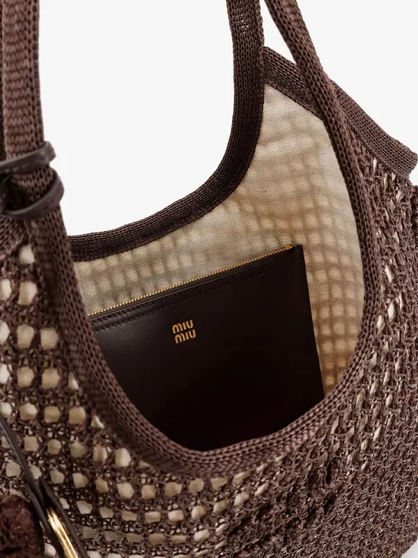 Miu Miu Crochet Mesh Shopping Bag With Tone-on-tone Logo - Multicolor