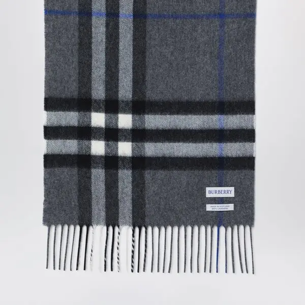 Burberry Check Cashmere Scarf In Marlborough Grey