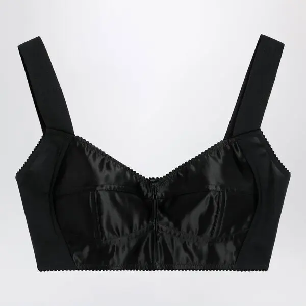 Dolce & Gabbana Satin Corset-style Crop Bustier - Black