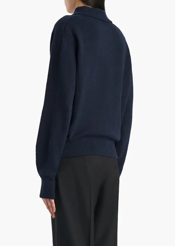 Khaite Jackson Merino Wool & Cashmere Blend Sweater - Midnight Navy