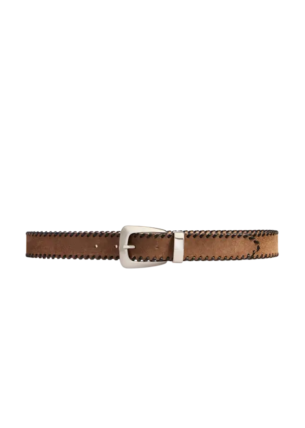Khaite Benny Belt With Whipstitch And Silver Hardware - Dattero